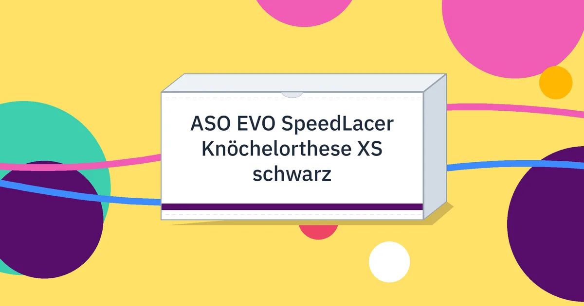 Symbolbild: Packung mit der Aufschrift ASO EVO SpeedLacer Knöchelorthese XS schwarz (PZN 10839703) – Verfügbarkeit und Bezug in Apotheken in Frankfurt am Main