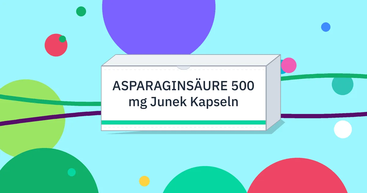 Symbolbild: Packung mit der Aufschrift ASPARAGINSÄURE 500 mg Junek Kapseln (PZN 00132291) – Verfügbarkeit und Bezug in Apotheken in Frankfurt am Main