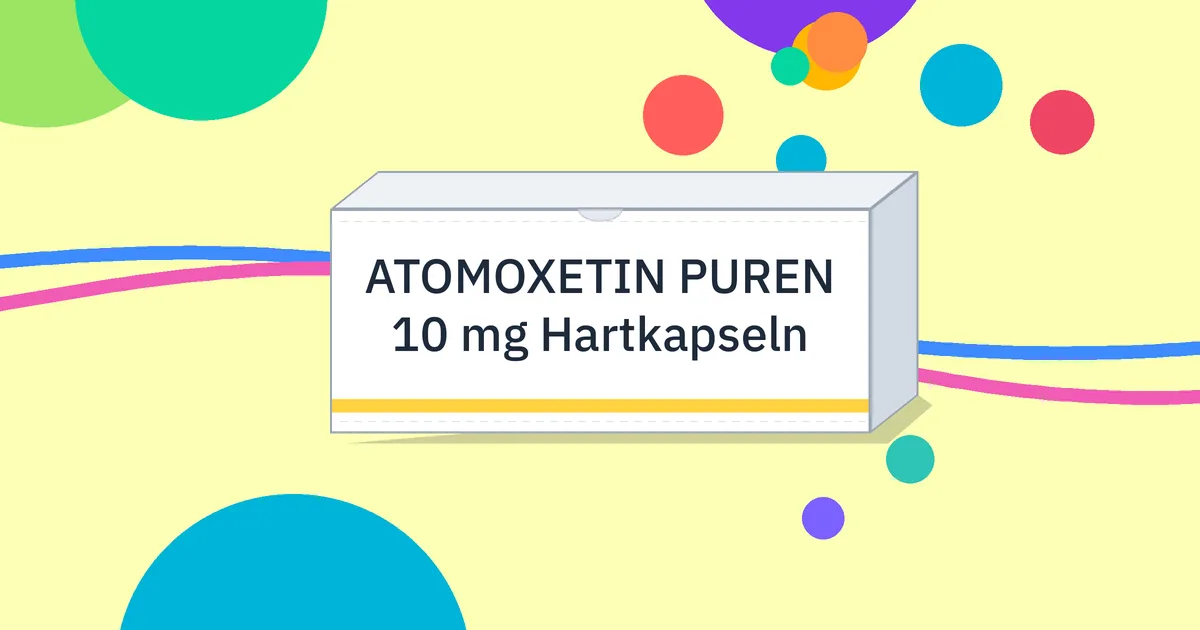 Symbolbild: Packung mit der Aufschrift ATOMOXETIN PUREN 10 mg Hartkapseln (PZN 14375548) – Verfügbarkeit und Bezug in Apotheken in Frankfurt am Main