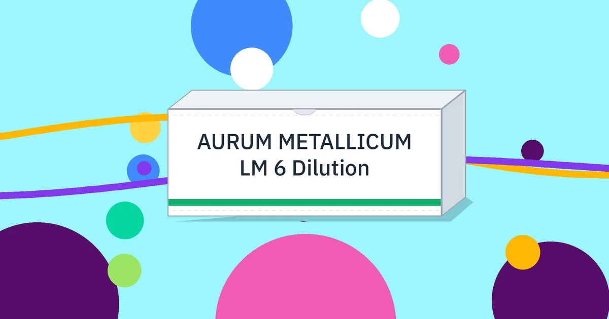 Symbolbild: Packung mit der Aufschrift AURUM METALLICUM LM 6 Dilution (PZN 02600804) – Verfügbarkeit und Bezug in Apotheken in Frankfurt am Main