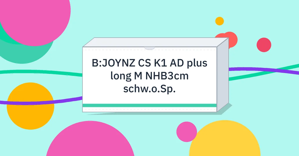 Symbolbild: Packung mit der Aufschrift B:JOYNZ CS K1 AD plus long M NHB3cm schw.o.Sp. (PZN 20526514) – Verfügbarkeit und Bezug in Apotheken in Frankfurt am Main
