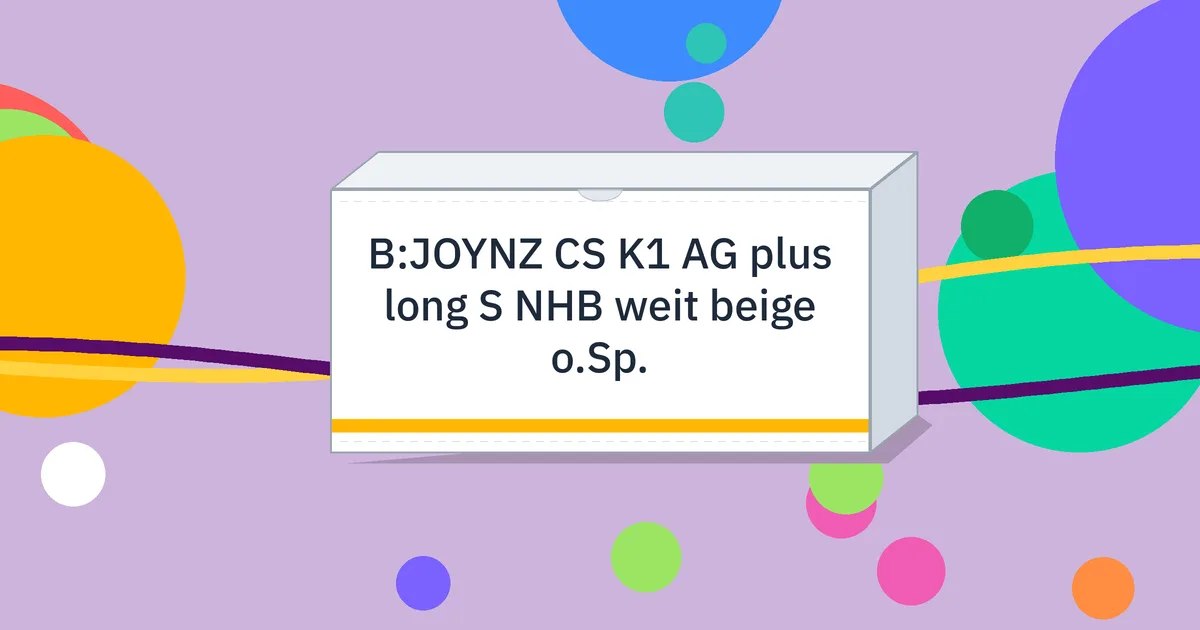 Symbolbild: Packung mit der Aufschrift B:JOYNZ CS K1 AG plus long S NHB weit beige o.Sp. (PZN 20535950) – Verfügbarkeit und Bezug in Apotheken in Frankfurt am Main