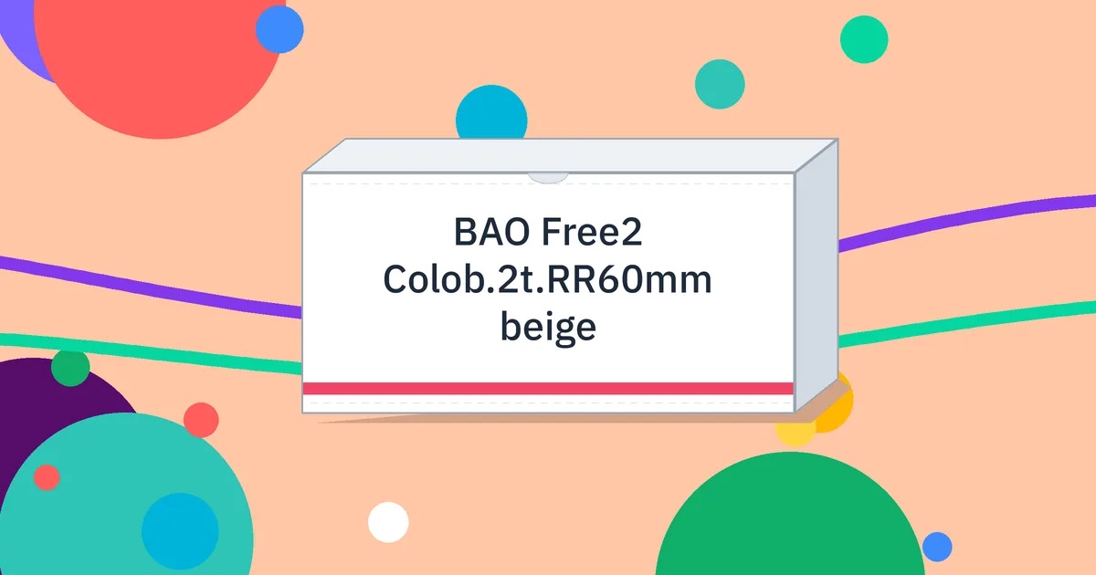 Symbolbild: Packung mit der Aufschrift BAO Free2 Colob.2t.RR60mm beige (PZN 15406015) – Verfügbarkeit und Bezug in Apotheken in Frankfurt am Main