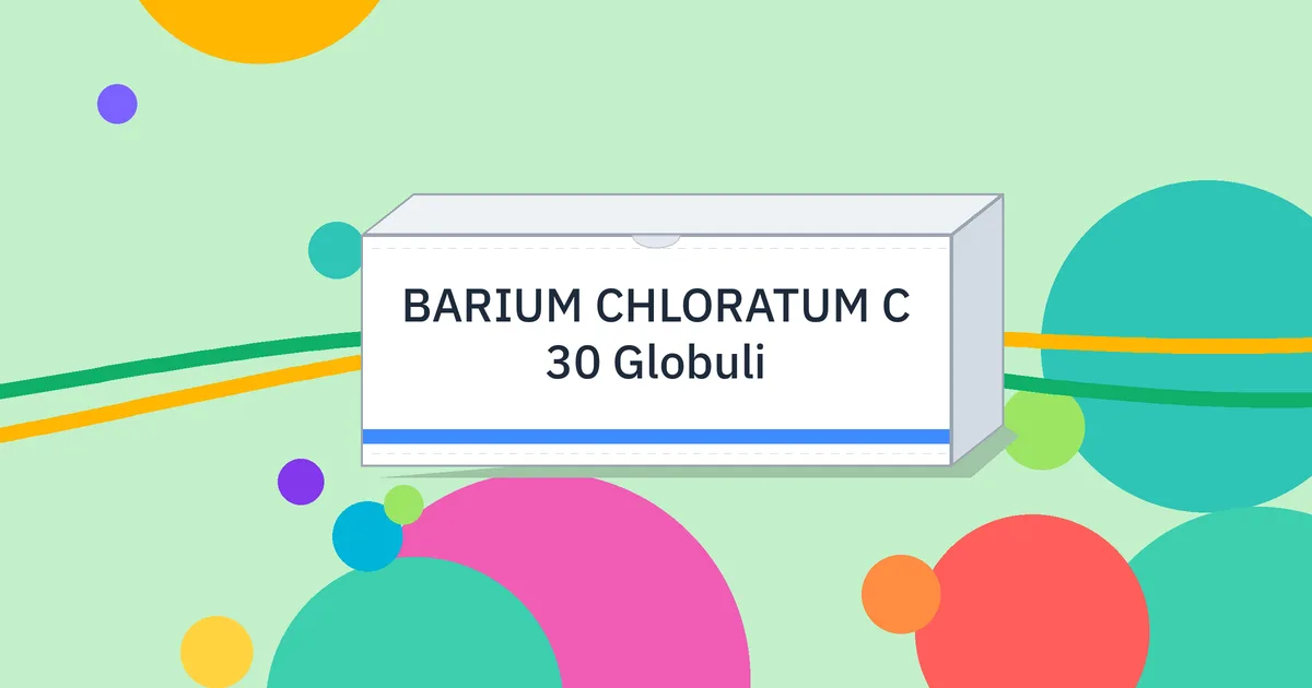 Symbolbild: Packung mit der Aufschrift BARIUM CHLORATUM C 30 Globuli (PZN 04206744) – Verfügbarkeit und Bezug in Apotheken in Frankfurt am Main