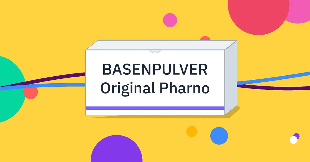 Symbolbild: Packung mit der Aufschrift BASENPULVER Original Pharno (PZN 01094894) – Verfügbarkeit und Bezug in Apotheken in Frankfurt am Main