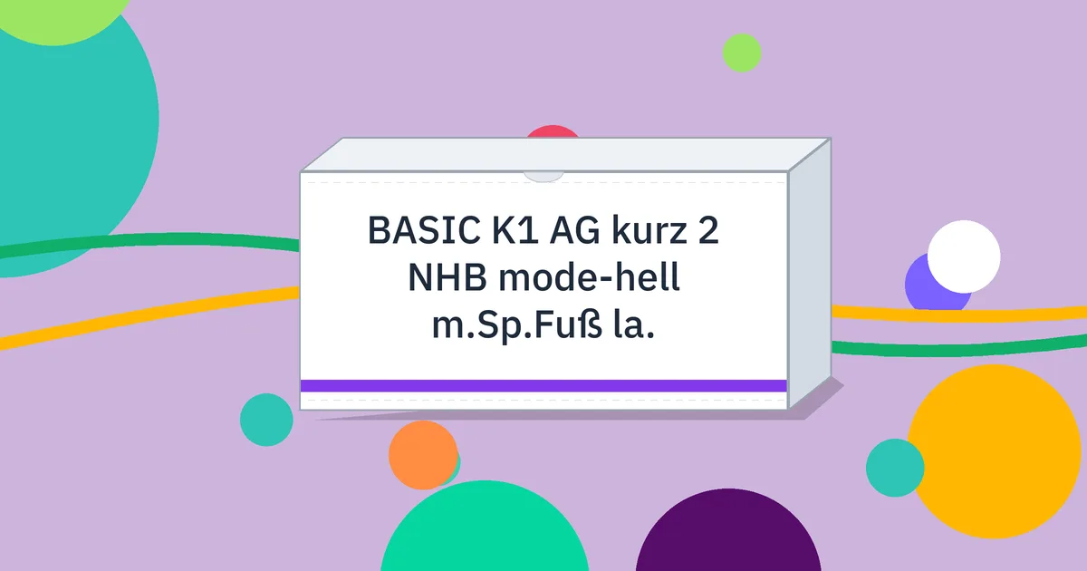 Symbolbild: Packung mit der Aufschrift BASIC K1 AG kurz 2 NHB mode-hell m.Sp.Fuß la. (PZN 20260080) – Verfügbarkeit und Bezug in Apotheken in Frankfurt am Main