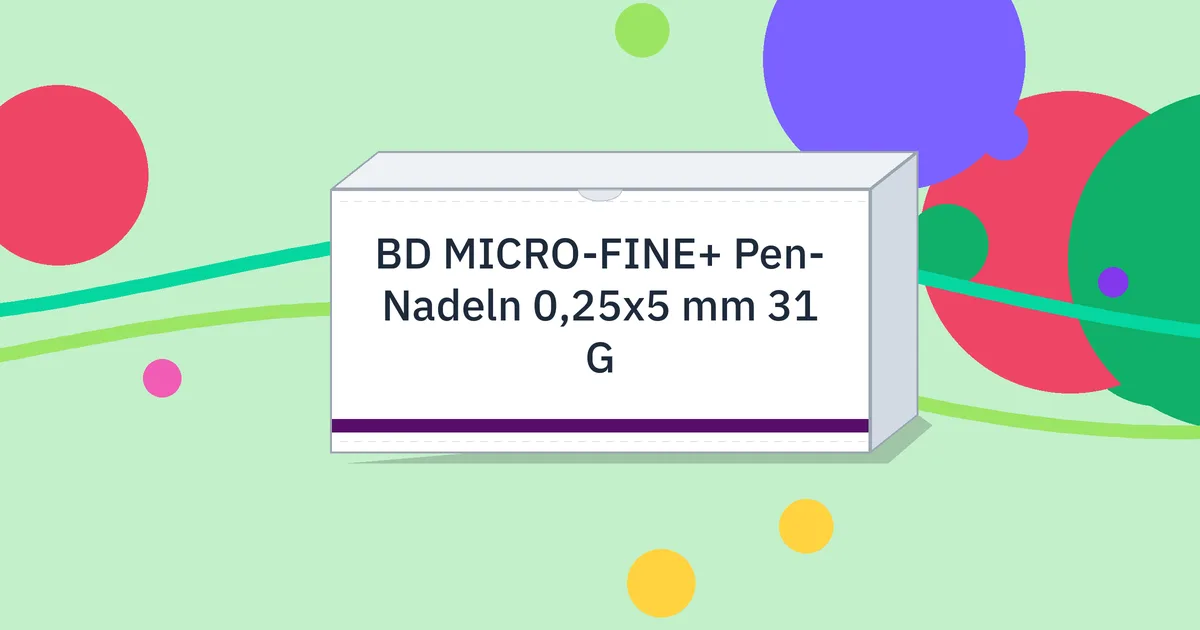 Symbolbild: Packung mit der Aufschrift BD MICRO-FINE+ Pen-Nadeln 0,25x5 mm 31 G (PZN 19822319) – Verfügbarkeit und Bezug in Apotheken in Frankfurt am Main