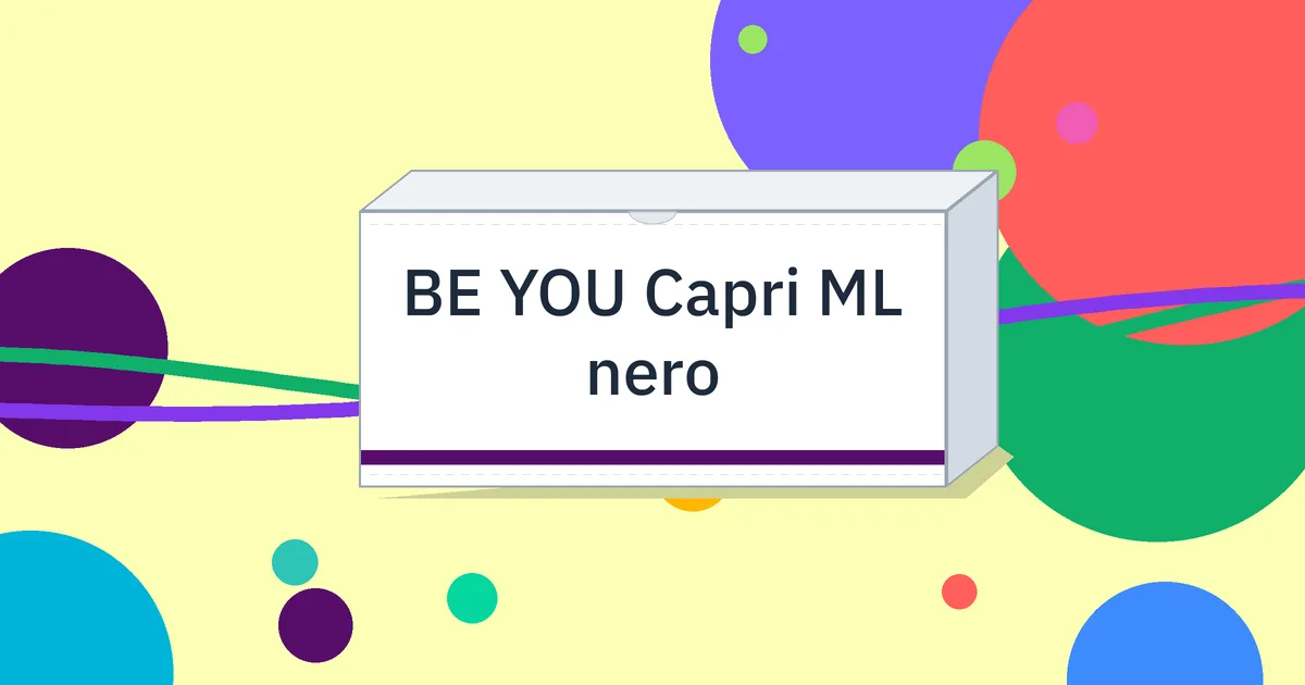 Symbolbild: Packung mit der Aufschrift BE YOU Capri ML nero (PZN 19721943) – Verfügbarkeit und Bezug in Apotheken in Frankfurt am Main