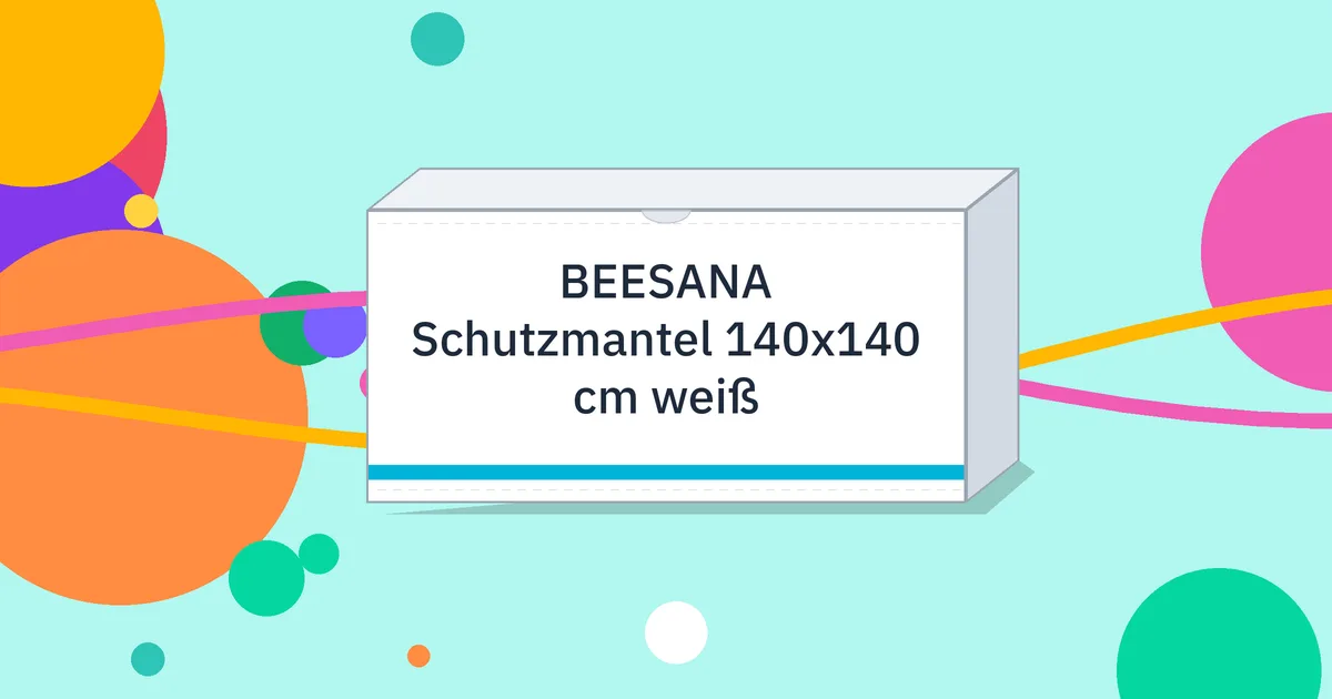 Symbolbild: Packung mit der Aufschrift BEESANA Schutzmantel 140x140 cm weiß (PZN 09747456) – Verfügbarkeit und Bezug in Apotheken in Frankfurt am Main