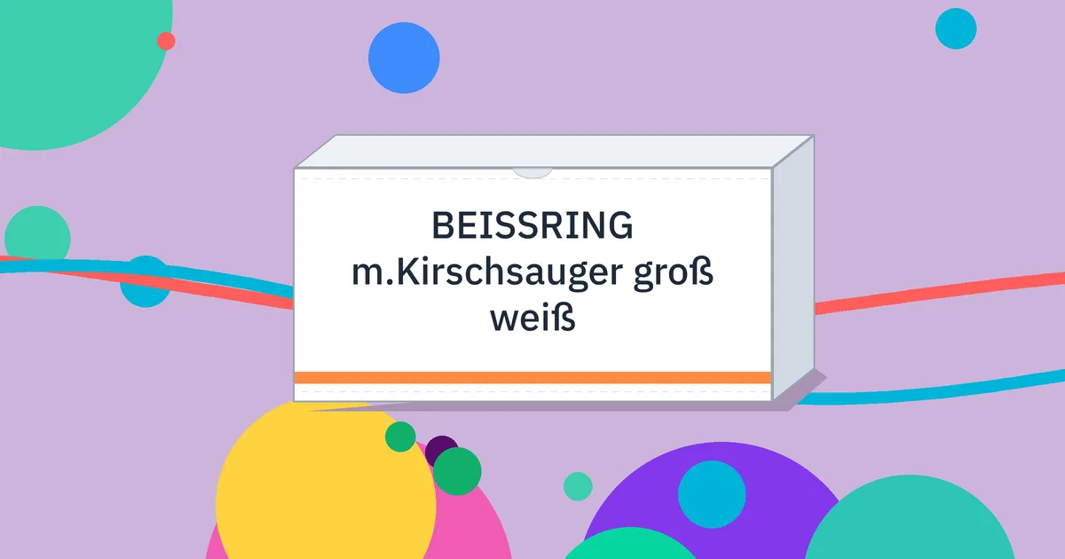 Symbolbild: Packung mit der Aufschrift BEISSRING m.Kirschsauger groß weiß (PZN 01724237) – Verfügbarkeit und Bezug in Apotheken in Frankfurt am Main