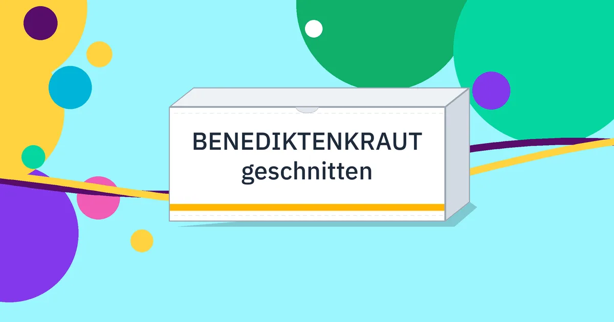Symbolbild: Packung mit der Aufschrift BENEDIKTENKRAUT geschnitten (PZN 14031211) – Verfügbarkeit und Bezug in Apotheken in Frankfurt am Main