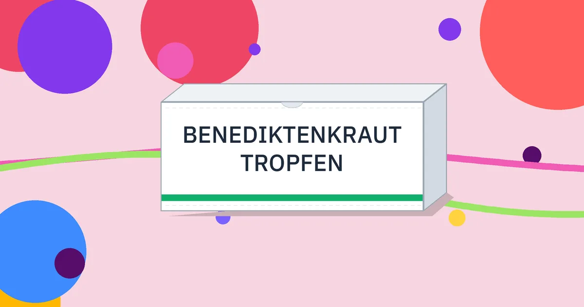 Symbolbild: Packung mit der Aufschrift BENEDIKTENKRAUT TROPFEN (PZN 14282054) – Verfügbarkeit und Bezug in Apotheken in Frankfurt am Main