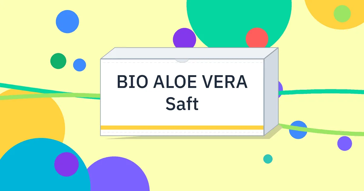 Symbolbild: Packung mit der Aufschrift BIO ALOE VERA Saft (PZN 04822093) – Verfügbarkeit und Bezug in Apotheken in Frankfurt am Main