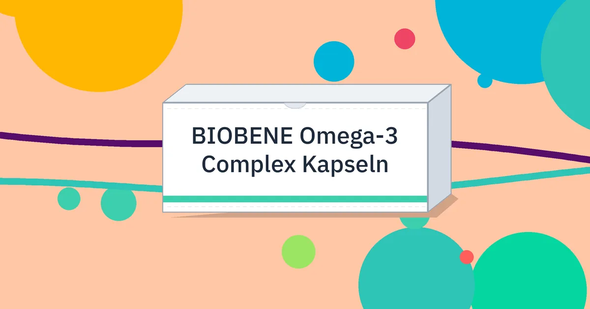 Symbolbild: Packung mit der Aufschrift BIOBENE Omega-3 Complex Kapseln (PZN 17269545) – Verfügbarkeit und Bezug in Apotheken in Frankfurt am Main