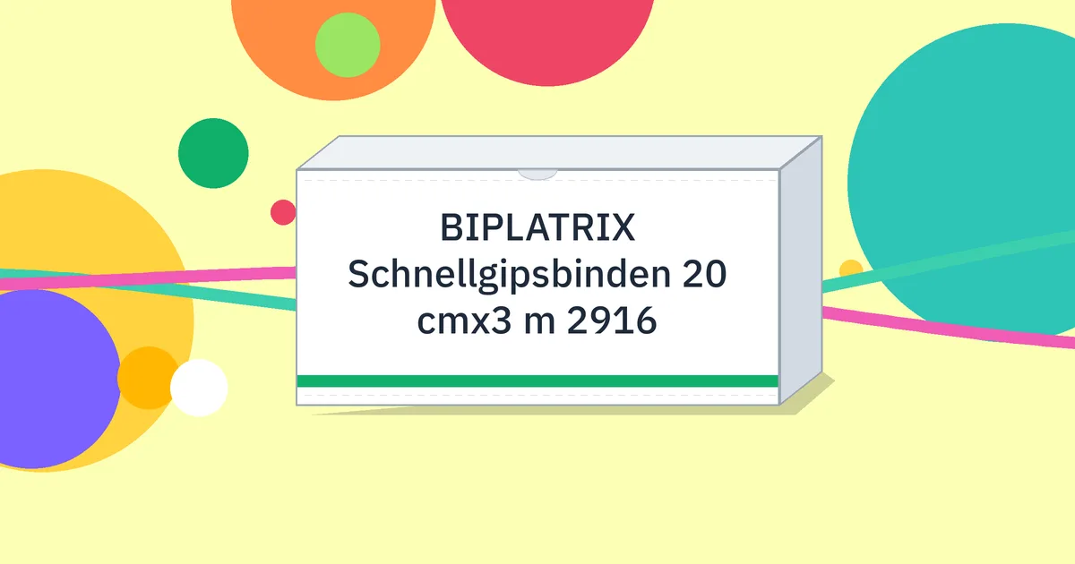 Symbolbild: Packung mit der Aufschrift BIPLATRIX Schnellgipsbinden 20 cmx3 m 2916 (PZN 07154261) – Verfügbarkeit und Bezug in Apotheken in Frankfurt am Main