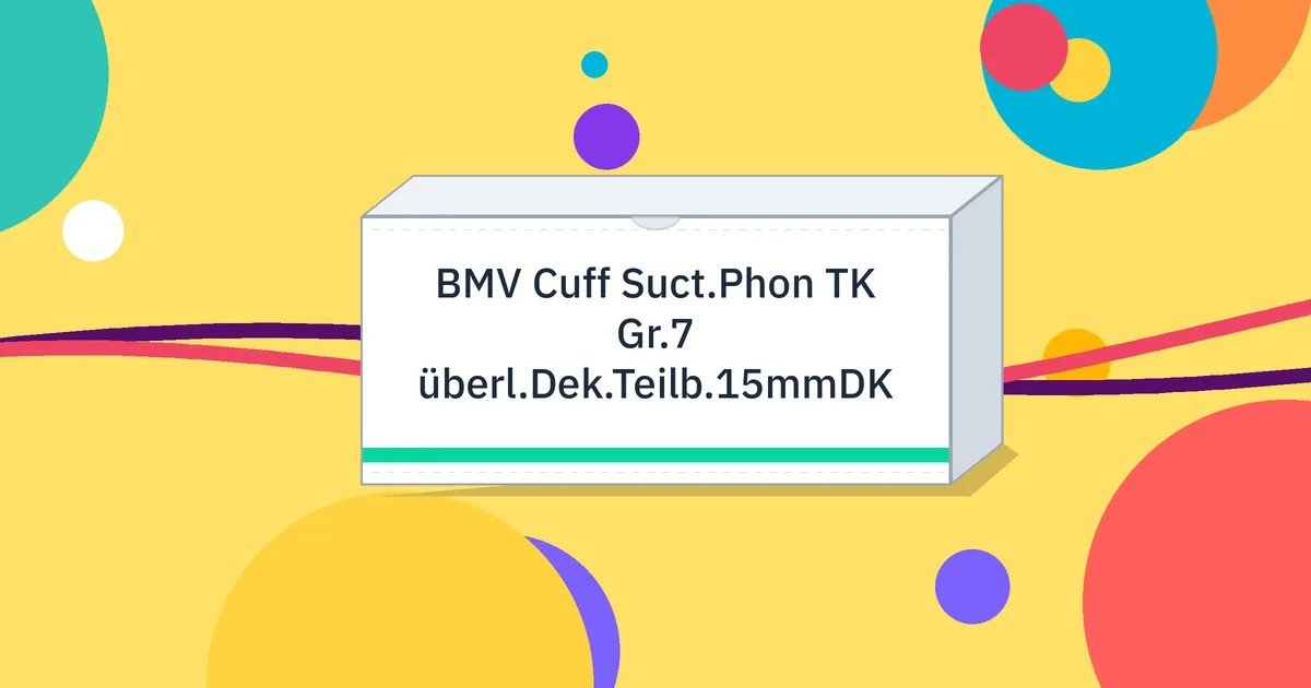 Symbolbild: Packung mit der Aufschrift BMV Cuff Suct.Phon TK Gr.7 überl.Dek.Teilb.15mmDK (PZN 19102341) – Verfügbarkeit und Bezug in Apotheken in Frankfurt am Main