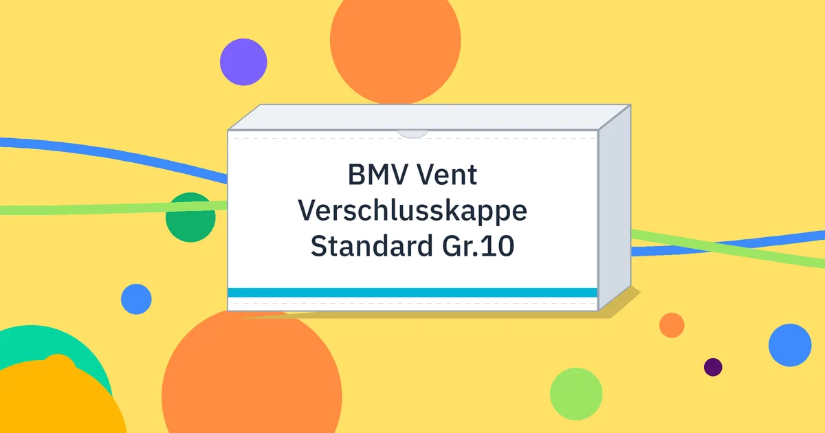 Symbolbild: Packung mit der Aufschrift BMV Vent Verschlusskappe Standard Gr.10 (PZN 10959761) – Verfügbarkeit und Bezug in Apotheken in Frankfurt am Main
