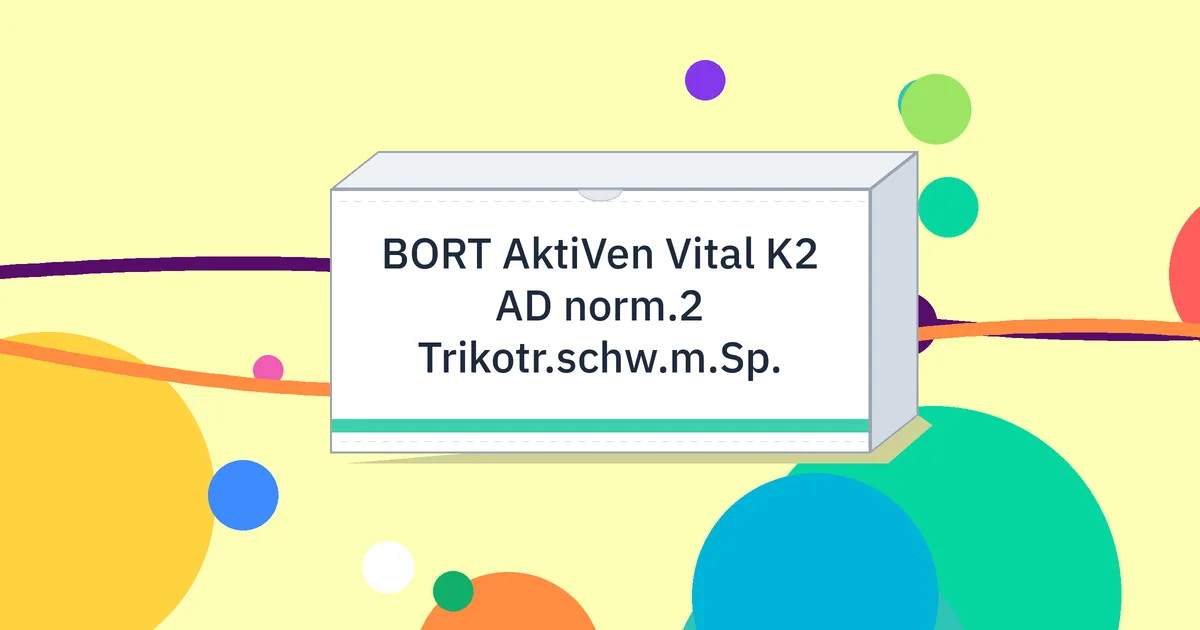 Symbolbild: Packung mit der Aufschrift BORT AktiVen Vital K2 AD norm.2 Trikotr.schw.m.Sp. (PZN 12549754) – Verfügbarkeit und Bezug in Apotheken in Frankfurt am Main