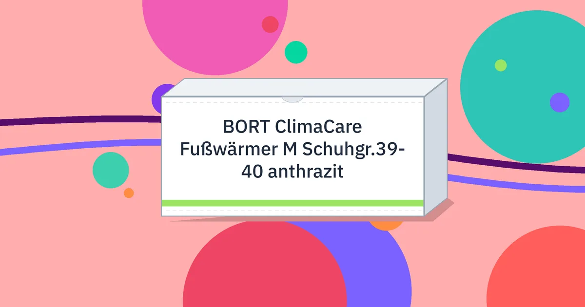 Symbolbild: Packung mit der Aufschrift BORT ClimaCare Fußwärmer M Schuhgr.39-40 anthrazit (PZN 18094935) – Verfügbarkeit und Bezug in Apotheken in Frankfurt am Main