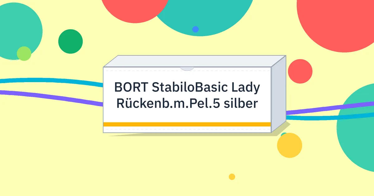 Symbolbild: Packung mit der Aufschrift BORT StabiloBasic Lady Rückenb.m.Pel.5 silber (PZN 05873402) – Verfügbarkeit und Bezug in Apotheken in Frankfurt am Main