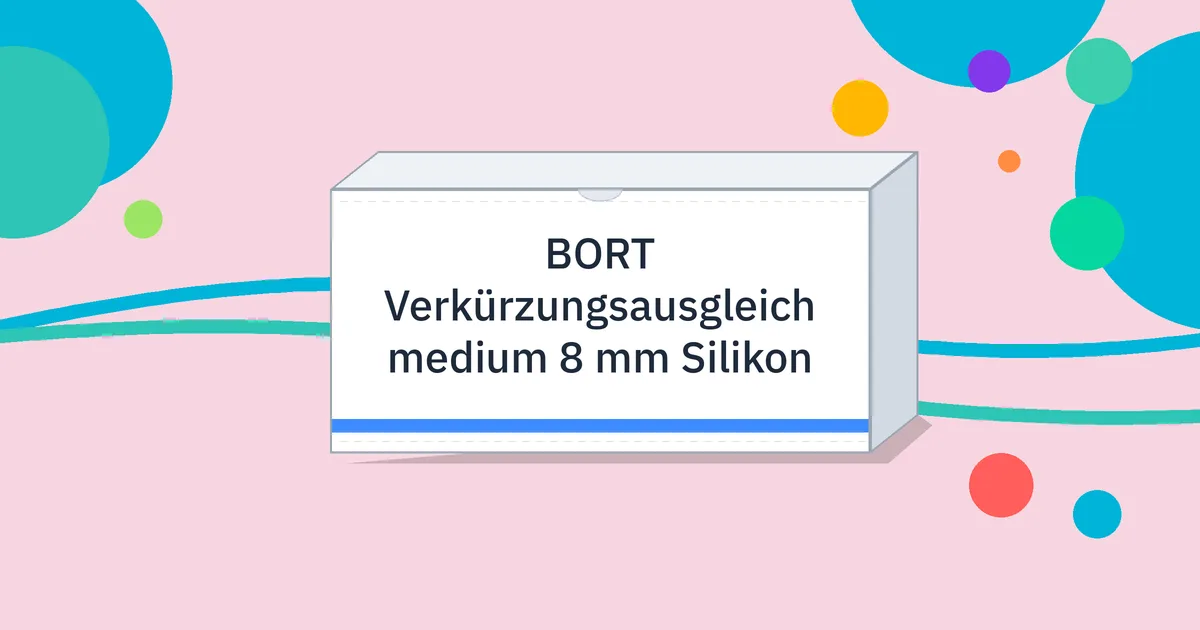 Symbolbild: Packung mit der Aufschrift BORT Verkürzungsausgleich medium 8 mm Silikon (PZN 01931031) – Verfügbarkeit und Bezug in Apotheken in Frankfurt am Main
