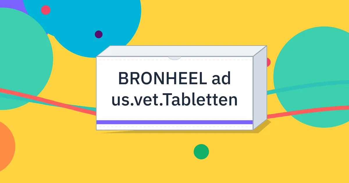 Symbolbild: Packung mit der Aufschrift BRONHEEL ad us.vet.Tabletten (PZN 13360125) – Verfügbarkeit und Bezug in Apotheken in Frankfurt am Main