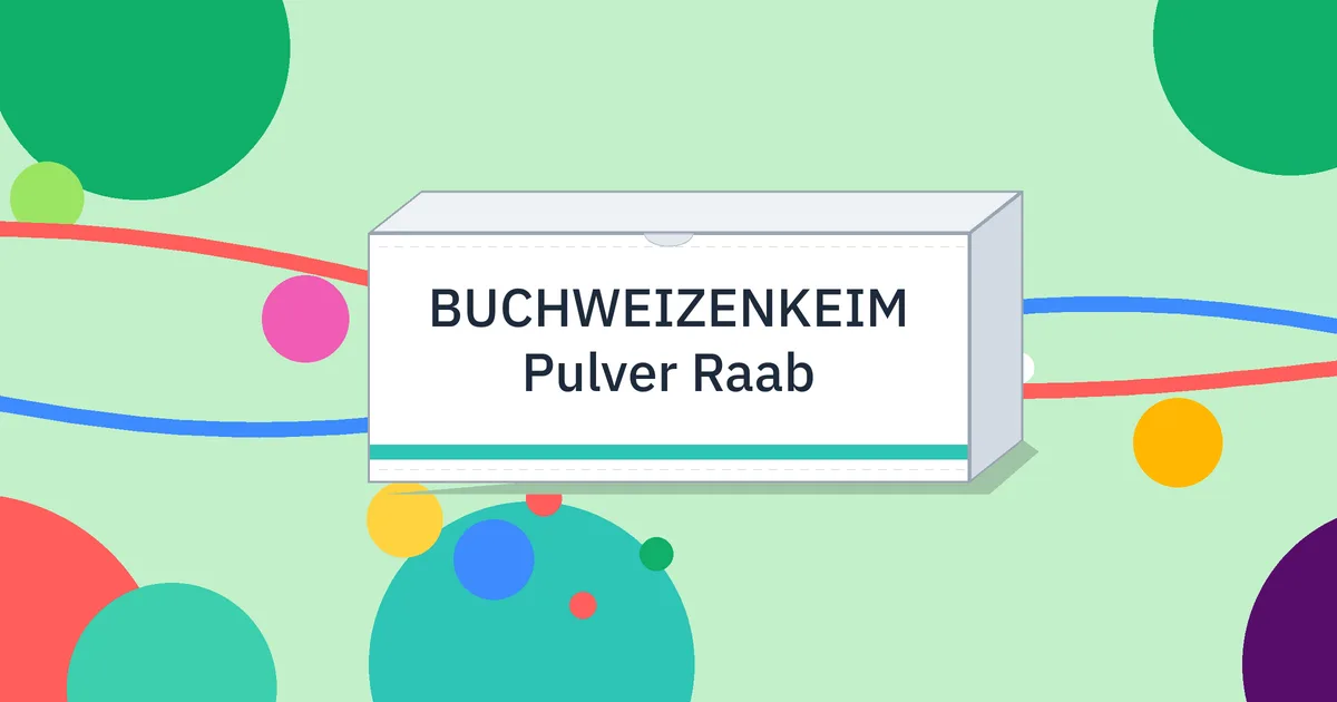 Symbolbild: Packung mit der Aufschrift BUCHWEIZENKEIM Pulver Raab (PZN 12373640) – Verfügbarkeit und Bezug in Apotheken in Frankfurt am Main
