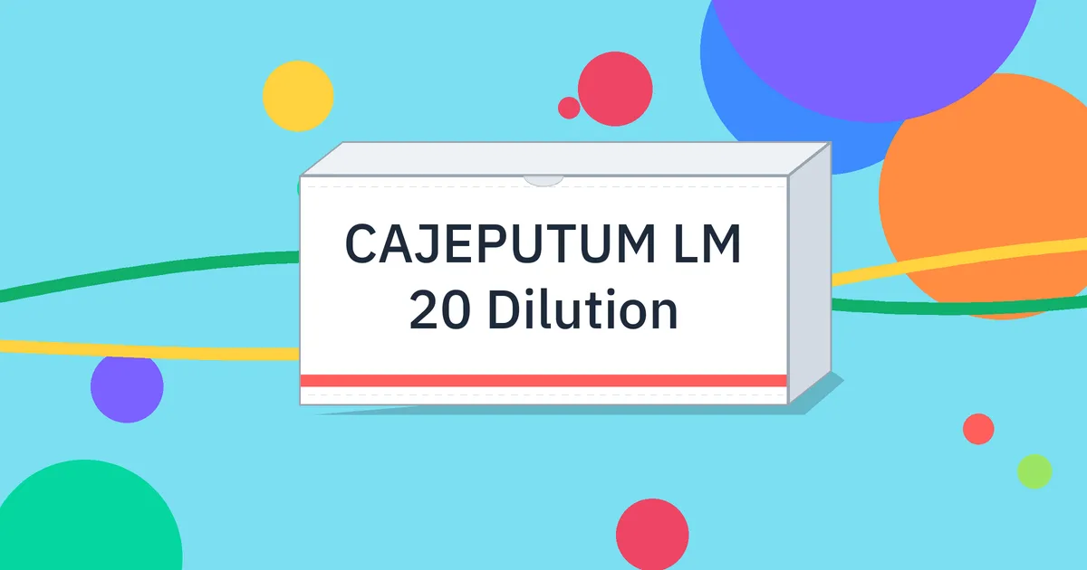 Symbolbild: Packung mit der Aufschrift CAJEPUTUM LM 20 Dilution (PZN 12799669) – Verfügbarkeit und Bezug in Apotheken in Frankfurt am Main
