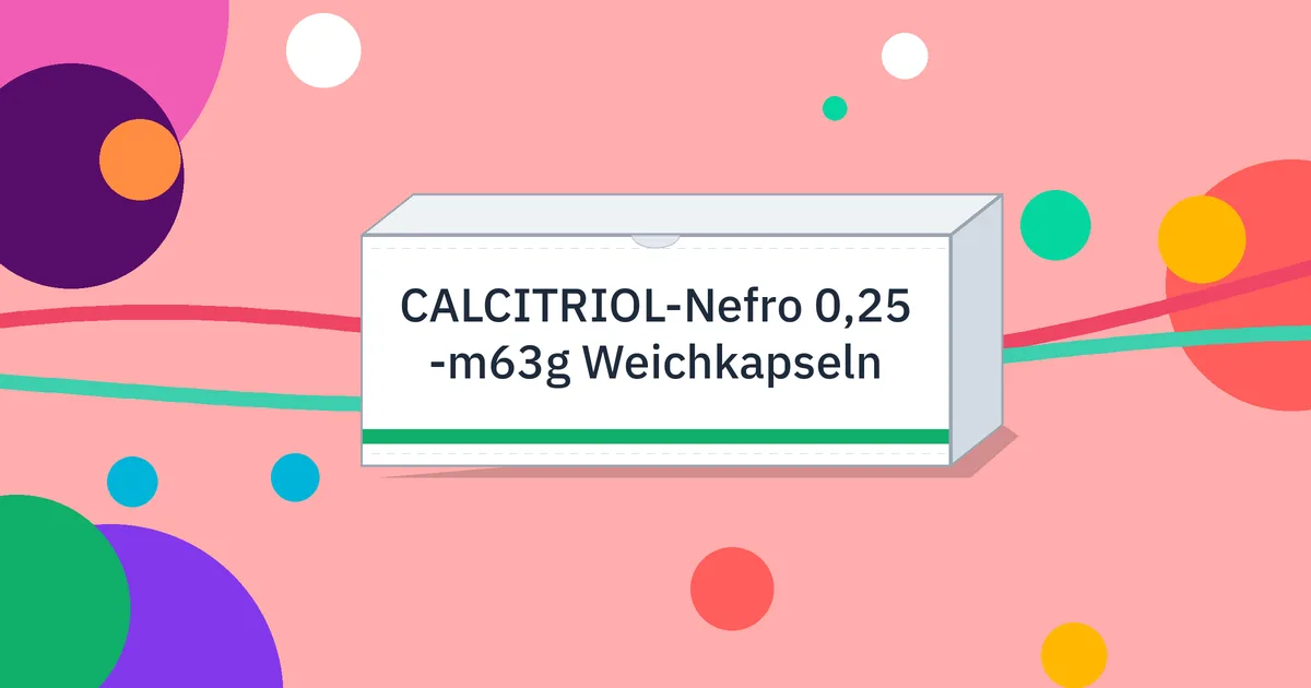 Symbolbild: Packung mit der Aufschrift CALCITRIOL-Nefro 0,25 -m63g Weichkapseln (PZN 18601740) – Verfügbarkeit und Bezug in Apotheken in Frankfurt am Main