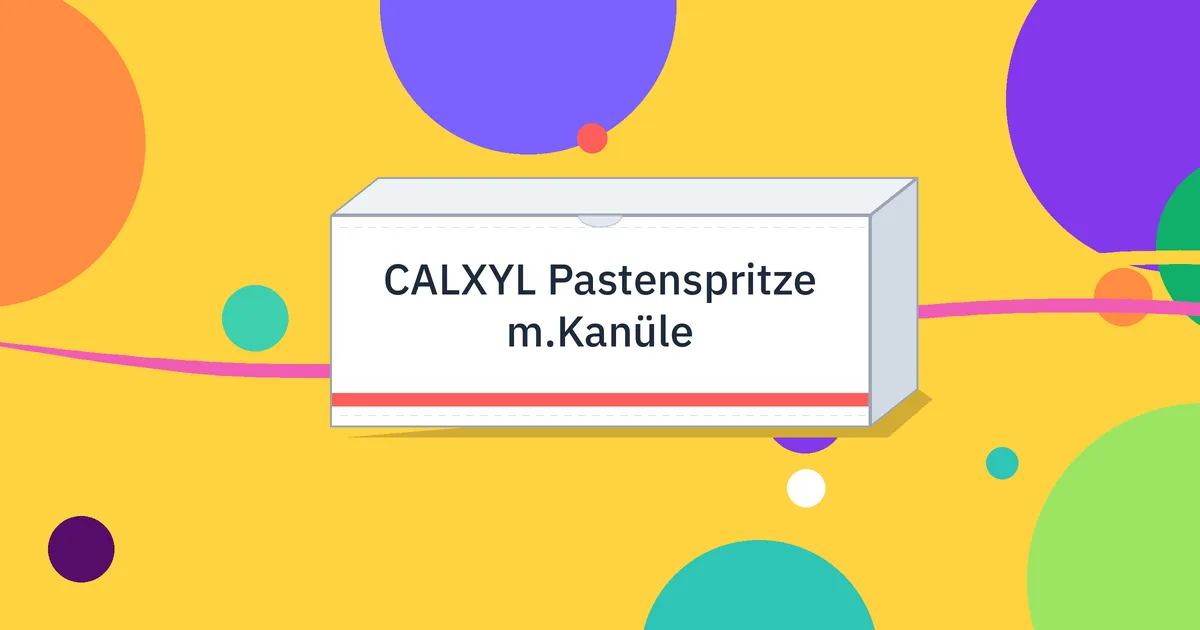Symbolbild: Packung mit der Aufschrift CALXYL Pastenspritze m.Kanüle (PZN 03750658) – Verfügbarkeit und Bezug in Apotheken in Frankfurt am Main