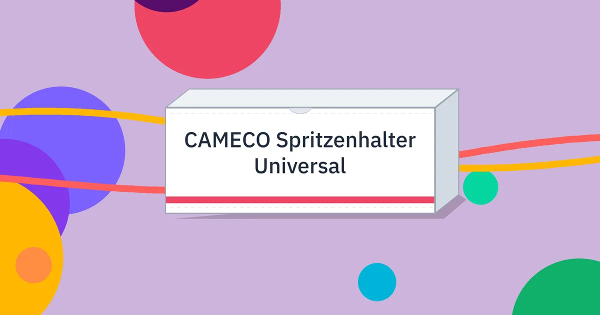 Symbolbild: Packung mit der Aufschrift CAMECO Spritzenhalter Universal (PZN 06771715) – Verfügbarkeit und Bezug in Apotheken in Frankfurt am Main