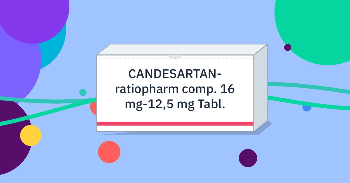 Symbolbild: Packung mit der Aufschrift CANDESARTAN-ratiopharm comp. 16 mg-12,5 mg Tabl. (PZN 09068206) – Verfügbarkeit und Bezug in Apotheken in Frankfurt am Main