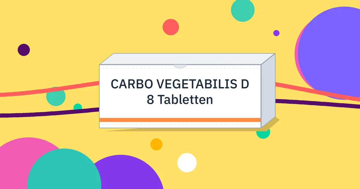 Symbolbild: Packung mit der Aufschrift CARBO VEGETABILIS D 8 Tabletten (PZN 02627625) – Verfügbarkeit und Bezug in Apotheken in Frankfurt am Main