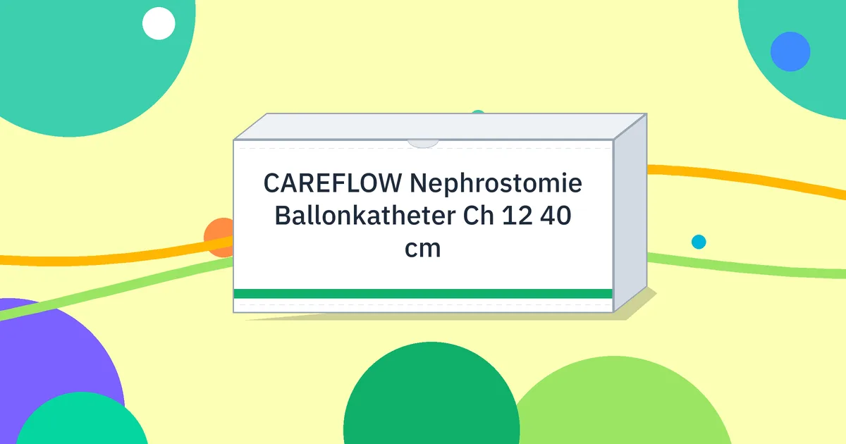 Symbolbild: Packung mit der Aufschrift CAREFLOW Nephrostomie Ballonkatheter Ch 12 40 cm (PZN 13851188) – Verfügbarkeit und Bezug in Apotheken in Frankfurt am Main