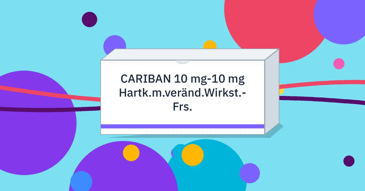 Symbolbild: Packung mit der Aufschrift CARIBAN 10 mg-10 mg Hartk.m.veränd.Wirkst.-Frs. (PZN 19920631) – Verfügbarkeit und Bezug in Apotheken in Frankfurt am Main
