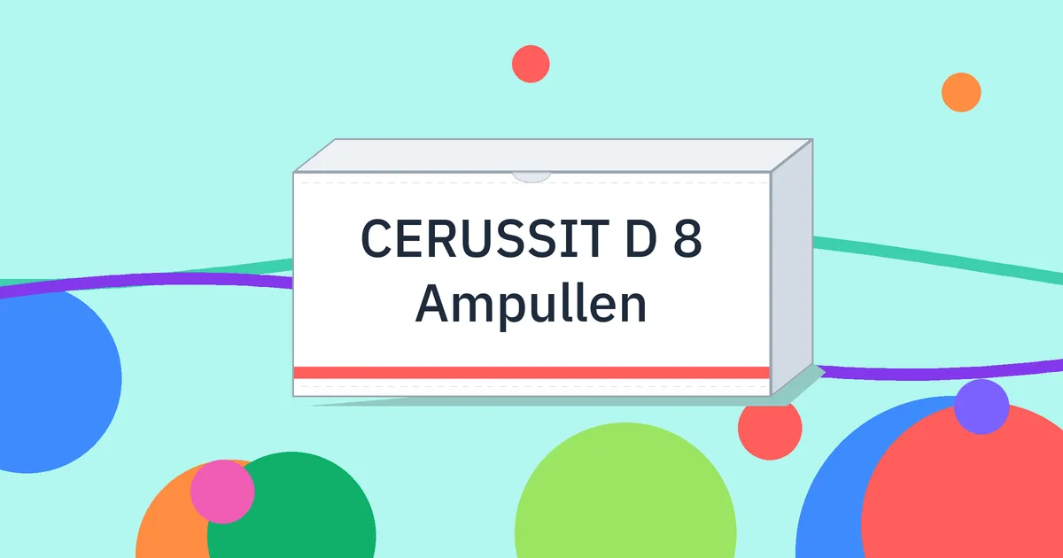 Symbolbild: Packung mit der Aufschrift CERUSSIT D 8 Ampullen (PZN 01620503) – Verfügbarkeit und Bezug in Apotheken in Frankfurt am Main