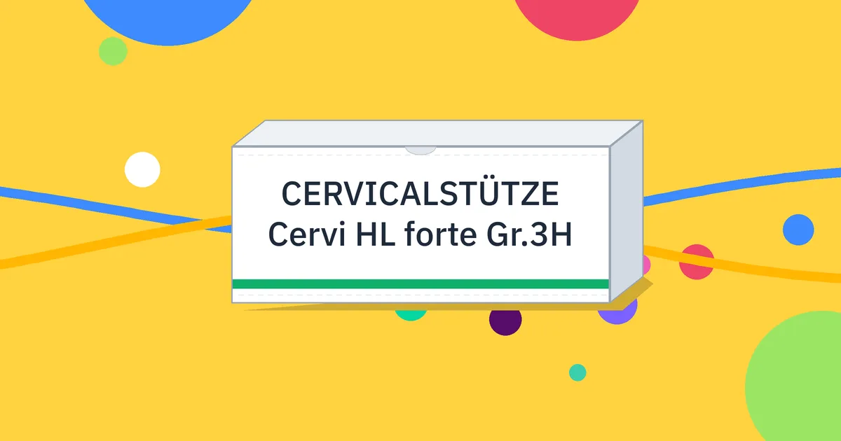 Symbolbild: Packung mit der Aufschrift CERVICALSTÜTZE Cervi HL forte Gr.3H (PZN 02885770) – Verfügbarkeit und Bezug in Apotheken in Frankfurt am Main