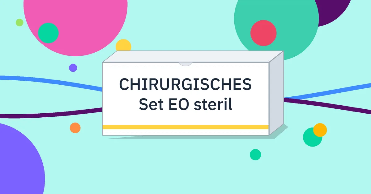 Symbolbild: Packung mit der Aufschrift CHIRURGISCHES Set EO steril (PZN 17622148) – Verfügbarkeit und Bezug in Apotheken in Frankfurt am Main