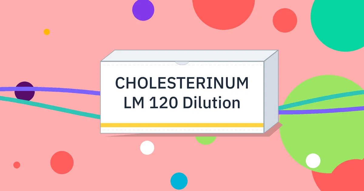 Symbolbild: Packung mit der Aufschrift CHOLESTERINUM LM 120 Dilution (PZN 12817657) – Verfügbarkeit und Bezug in Apotheken in Frankfurt am Main
