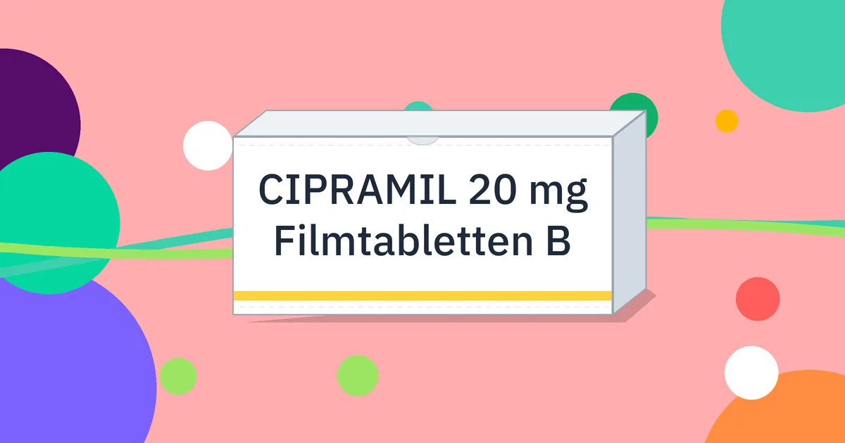Symbolbild: Packung mit der Aufschrift CIPRAMIL 20 mg Filmtabletten B (PZN 03793113) – Verfügbarkeit und Bezug in Apotheken in Frankfurt am Main