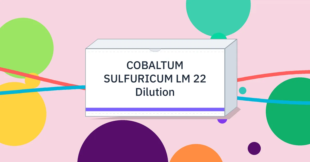 Symbolbild: Packung mit der Aufschrift COBALTUM SULFURICUM LM 22 Dilution (PZN 12824634) – Verfügbarkeit und Bezug in Apotheken in Frankfurt am Main