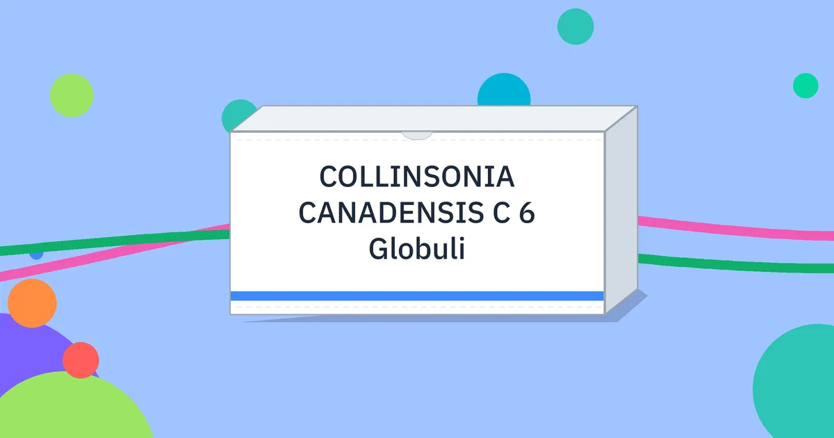 Symbolbild: Packung mit der Aufschrift COLLINSONIA CANADENSIS C 6 Globuli (PZN 19715871) – Verfügbarkeit und Bezug in Apotheken in Frankfurt am Main