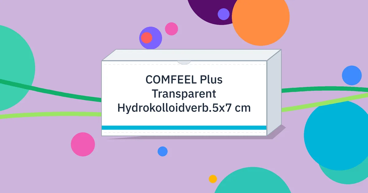 Symbolbild: Packung mit der Aufschrift COMFEEL Plus Transparent Hydrokolloidverb.5x7 cm (PZN 16515982) – Verfügbarkeit und Bezug in Apotheken in Frankfurt am Main