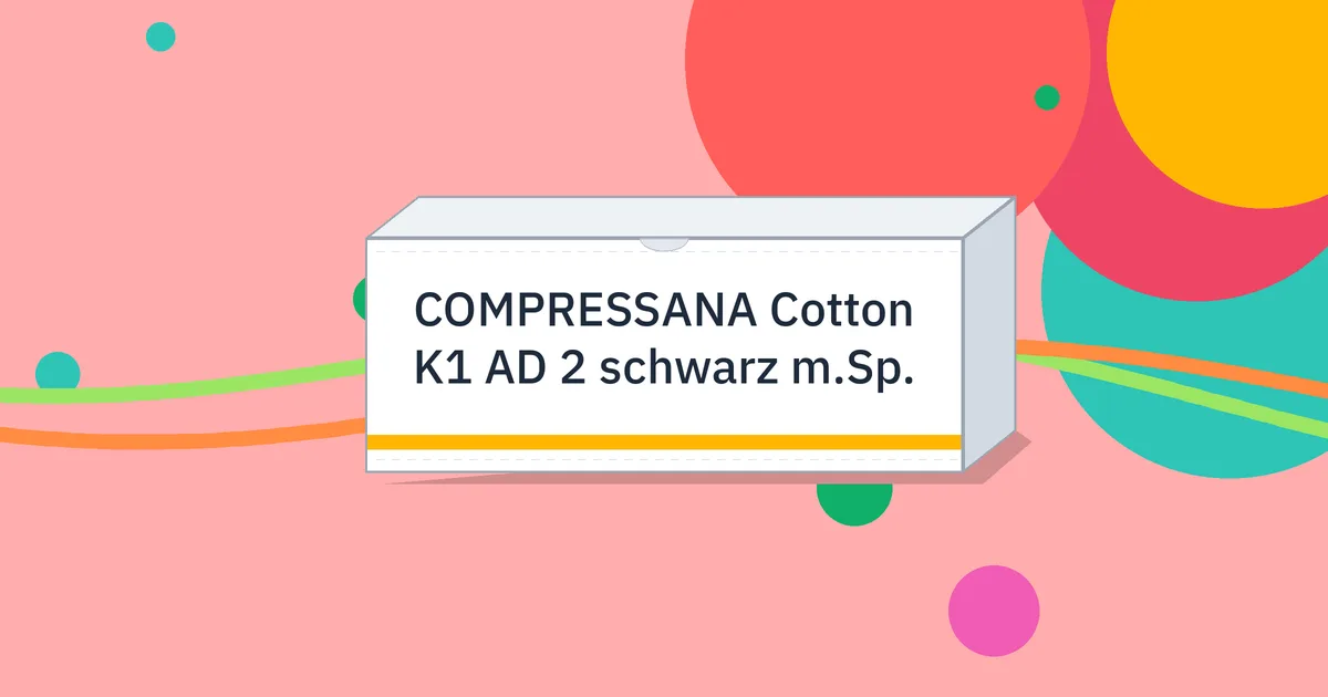 Symbolbild: Packung mit der Aufschrift COMPRESSANA Cotton K1 AD 2 schwarz m.Sp. (PZN 10215517) – Verfügbarkeit und Bezug in Apotheken in Frankfurt am Main