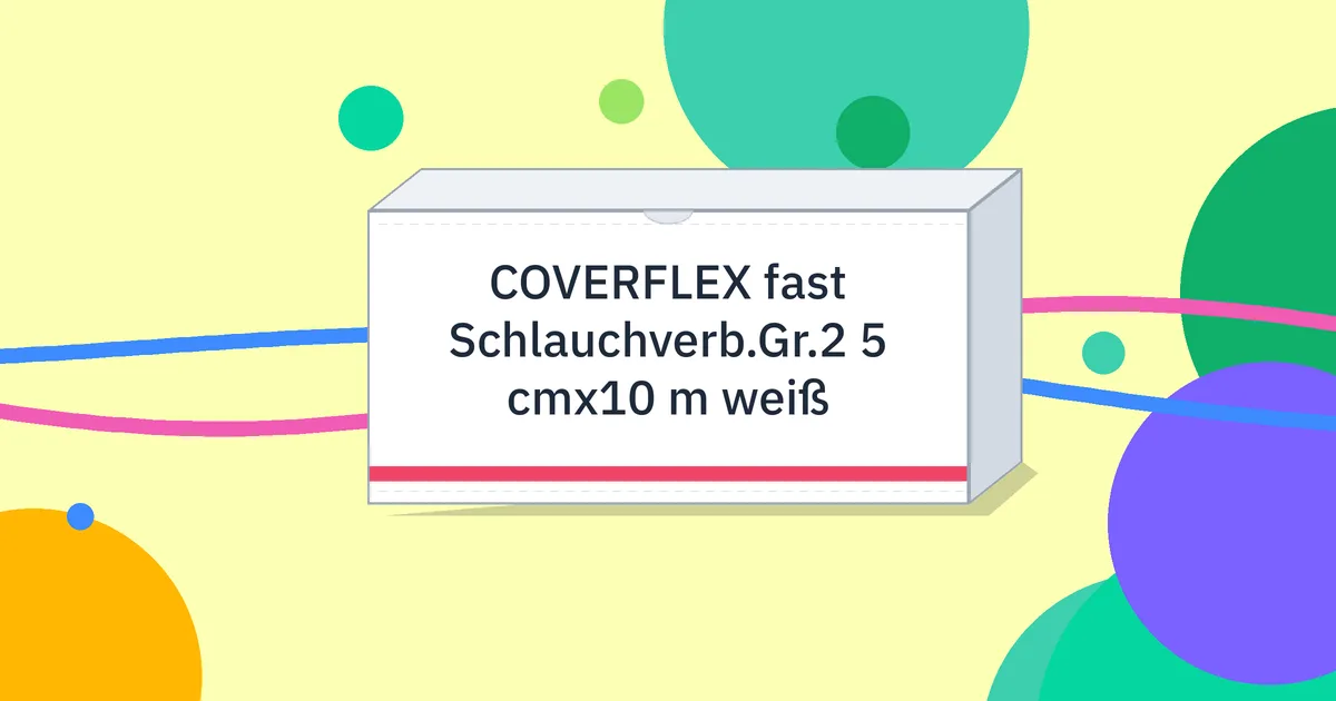 Symbolbild: Packung mit der Aufschrift COVERFLEX fast Schlauchverb.Gr.2 5 cmx10 m weiß (PZN 13828315) – Verfügbarkeit und Bezug in Apotheken in Frankfurt am Main