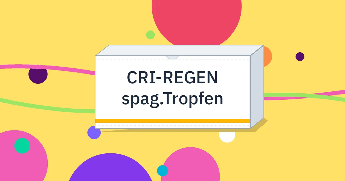 Symbolbild: Packung mit der Aufschrift CRI-REGEN spag.Tropfen (PZN 03821766) – Verfügbarkeit und Bezug in Apotheken in Frankfurt am Main