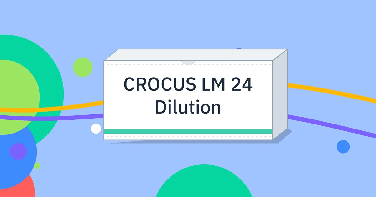 Symbolbild: Packung mit der Aufschrift CROCUS LM 24 Dilution (PZN 09649972) – Verfügbarkeit und Bezug in Apotheken in Frankfurt am Main
