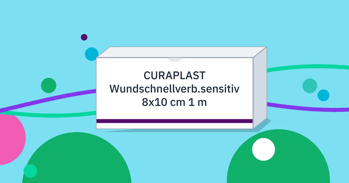 Symbolbild: Packung mit der Aufschrift CURAPLAST Wundschnellverb.sensitiv 8x10 cm 1 m (PZN 06980117) – Verfügbarkeit und Bezug in Apotheken in Frankfurt am Main