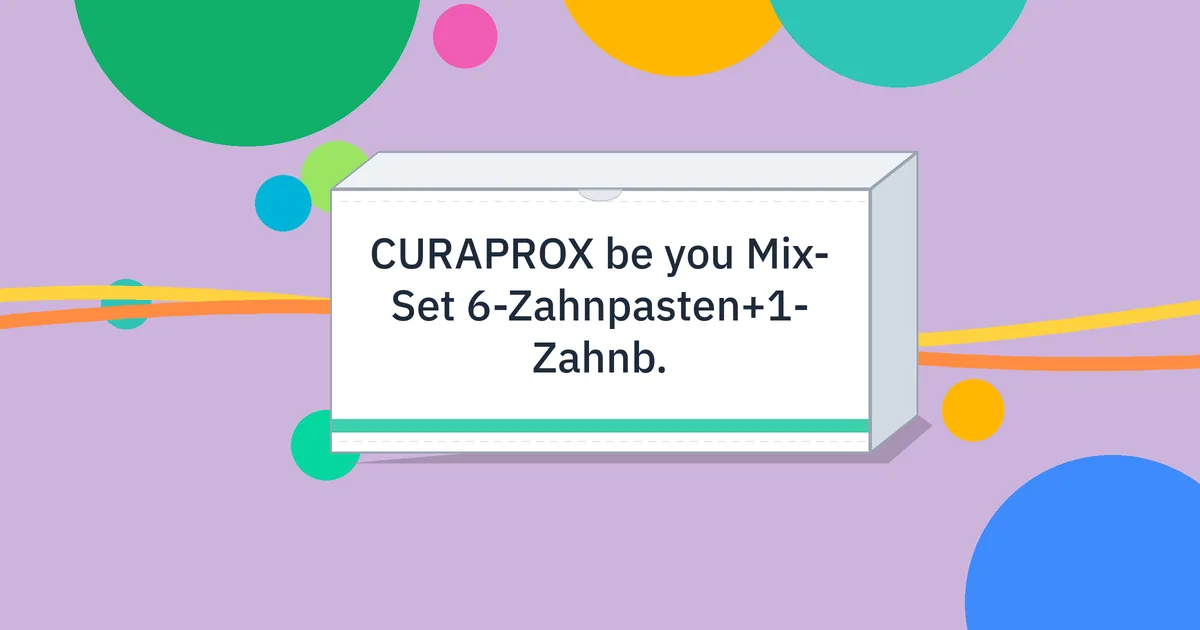 Symbolbild: Packung mit der Aufschrift CURAPROX be you Mix-Set 6-Zahnpasten+1-Zahnb. (PZN 14234397) – Verfügbarkeit und Bezug in Apotheken in Frankfurt am Main
