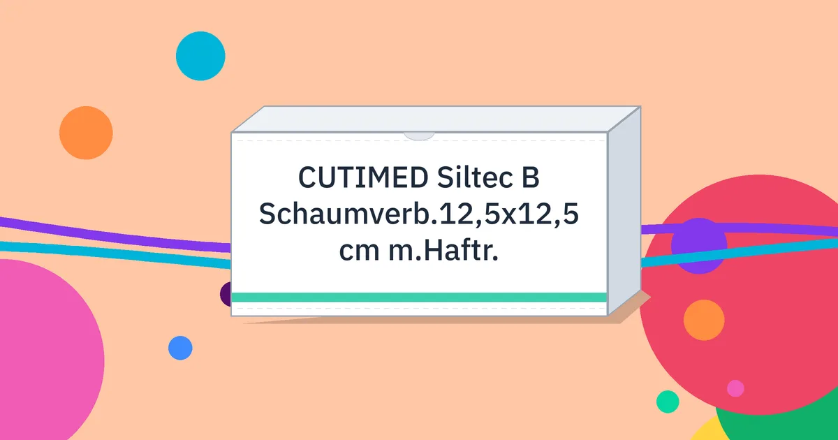 Symbolbild: Packung mit der Aufschrift CUTIMED Siltec B Schaumverb.12,5x12,5 cm m.Haftr. (PZN 11184210) – Verfügbarkeit und Bezug in Apotheken in Frankfurt am Main
